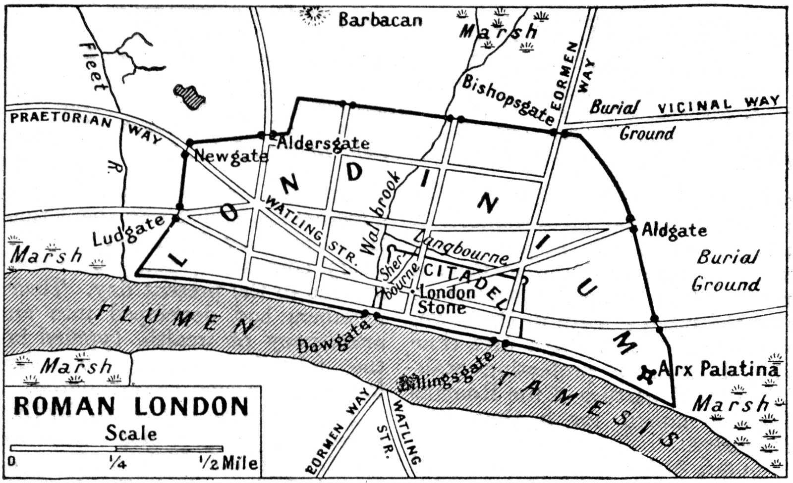 map-of-roman-london-1922 - Italiani Londra Blog - Lavoro Londra